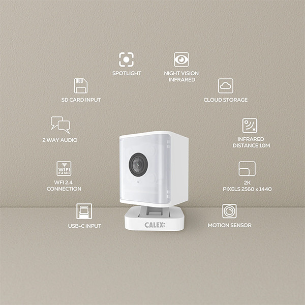 Calex Smart Indoor IP Camera | 2K | Wit Calex 123led.nl